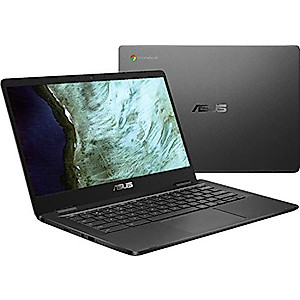 2021 Newest ASUS Chromebook Laptop, 14" HD Non-Touch Display, Intel Celeron N3350 Processor, 4GB Memory, 32GB eMMC SSD, Wi-Fi, Bluetooth, Webcam, Chrome OS, KKE 64GB MicroSD Card, Grey