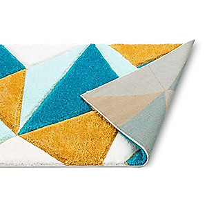 Well Woven San Francisco Venice Blue Modern Geometric 3D Textured Thick and Soft Shag 5'3" x 7'3" Area Rug