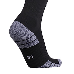 adidas 3-Stripe Hoop Soccer Socks (1-Pair) with Arch Compression for a Secure fit, Black/White, Small