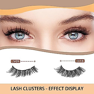 JIIVER Lash Clusters, 168pcs Eyelash Clusters D Curl Cluster Lashes Wisps, DIY Lash Extensions10-12-14-16-18mm, Volume Cluster Lashes that Look Like Extensions(JV09+18, D Mix)