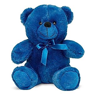 Grandma Smiley's Plush Best Friends Super Color Blue Teddy Bear Stuffed Animal, 9-inch Hypoallergenic Small for Christmas, Newborn Baby Shower, Girlfriend, Boyfriend, Graduation