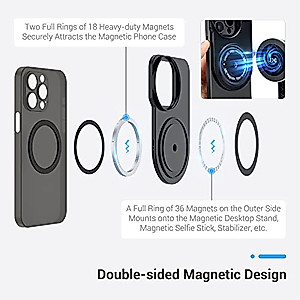 Magnetic Lens Filter Mount Kit for iPhone 13 Pro Without Filter,Magnetic Filter System for Any Threaded 49mm Filter with Magnetic Case & Anti-Reflection Hood,Cold Shoe Mount & Tripod Mount Adapter