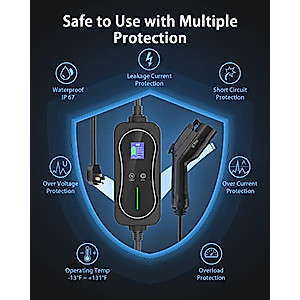 LF Bros Portable Level 2 EV Charger (16-40A, 120-240V, 9.6KW), Electric Vehicle Charger, NEMA14-50 Plug/Waterproof/UL Certified/Adjustable Current/Delay Charging/Compatible with All J1772