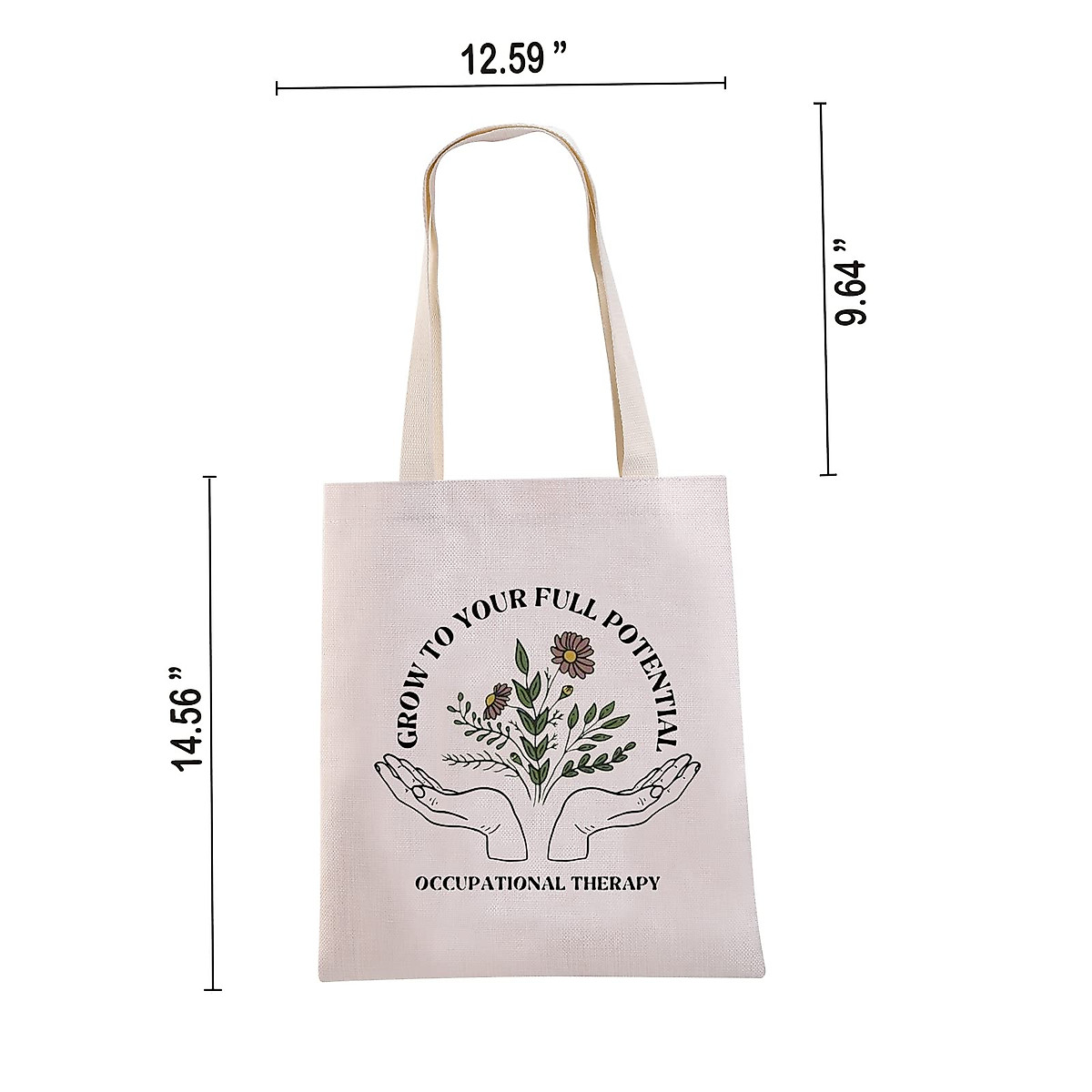 G2TUP Occupational Therapist Thank You Gift OT Canvas Tote Bag Grow To Your Full Potential Shopping Handbag Occupational Therapy Graduation Gift (Grow To Your Full Potential Handbag)