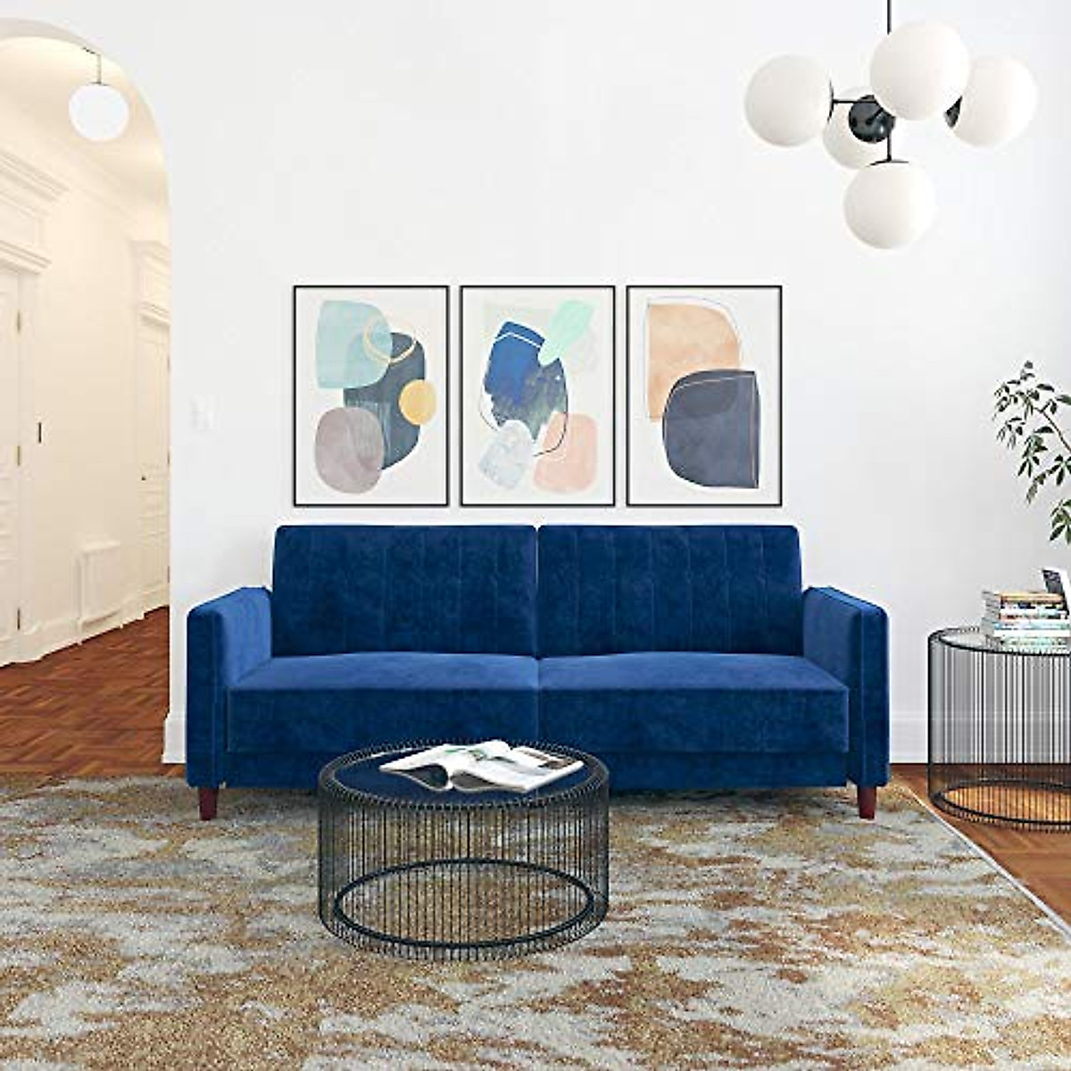 DHP Ivana Tufted Futon, Blue Velvet