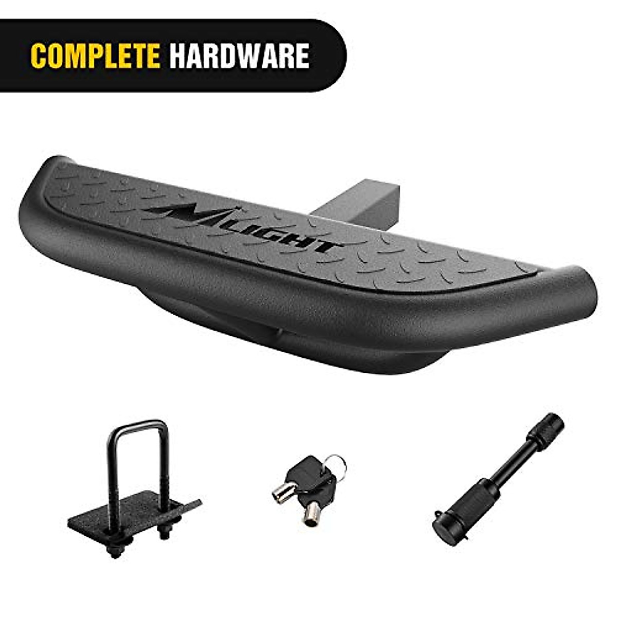 Nilight Hitch Step with 2" Hitch Receiver Rear Bumper Guard Protector Compatible with Car Truck Vehicles Upgraded Textured Black Hitch Step Bar with Hitch Lock & U-Bolts Stabilize,2 Years Warranty