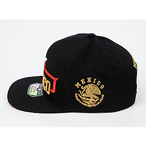 Mexican Hat Mexico State Federal Logo Embroidered Snapback Flat Bill Baseball Cap (Mexico) Black