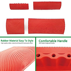 4 Pieces Wood Graining Tool,Wood Grain Tool, Rubber Wood Pattern Graining Knurling Tool On All Surfaces