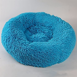WXBDD Super Soft Fluffy Comfortable for Large Dog House Bed Cats Cushion Bed Winter Warm Sofa Pet Kennel (Color : Blue, Size : 70cm)