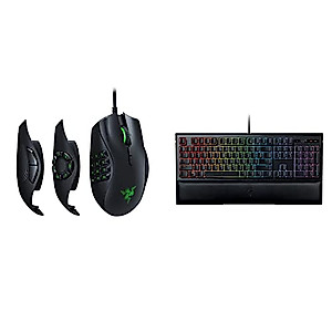 Razer RZ01-02410100-R3U1 19-Button Gaming Mouse, Black & Razer Ornata RGB Mecha-Membrane Keyboard, Black