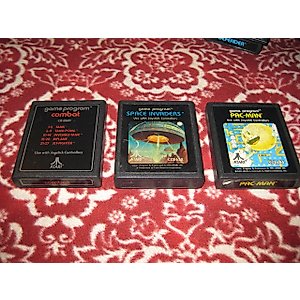 Atari 2600 3-Game Cartridge Lot - Pac-Man Combat Space Invaders