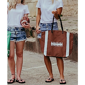 Cocomo Soul Brown Football Tote Bag | Football Bag for Women | Large Football Tote Bag 20 x 17 Inches | Football Mom Bag | Football Bag