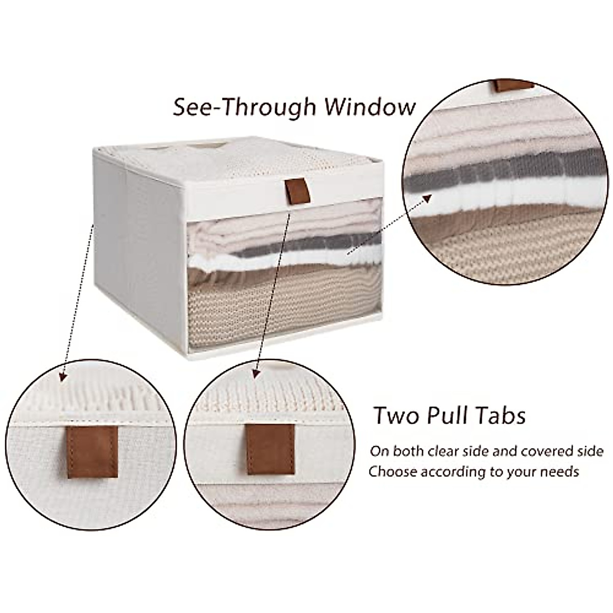 StorageWorks Closet Storage Bins with Clear Window 3 pack, Storage Baskets for Organizing, Foldable Storage Baskets for Shelves 3 pack