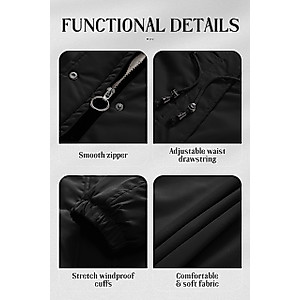 Chrisuno Women's Lightweight Thicken Puffer Coats Warm Parka Padded Winter Hooded Insulated Jacket Overcoat Black XL