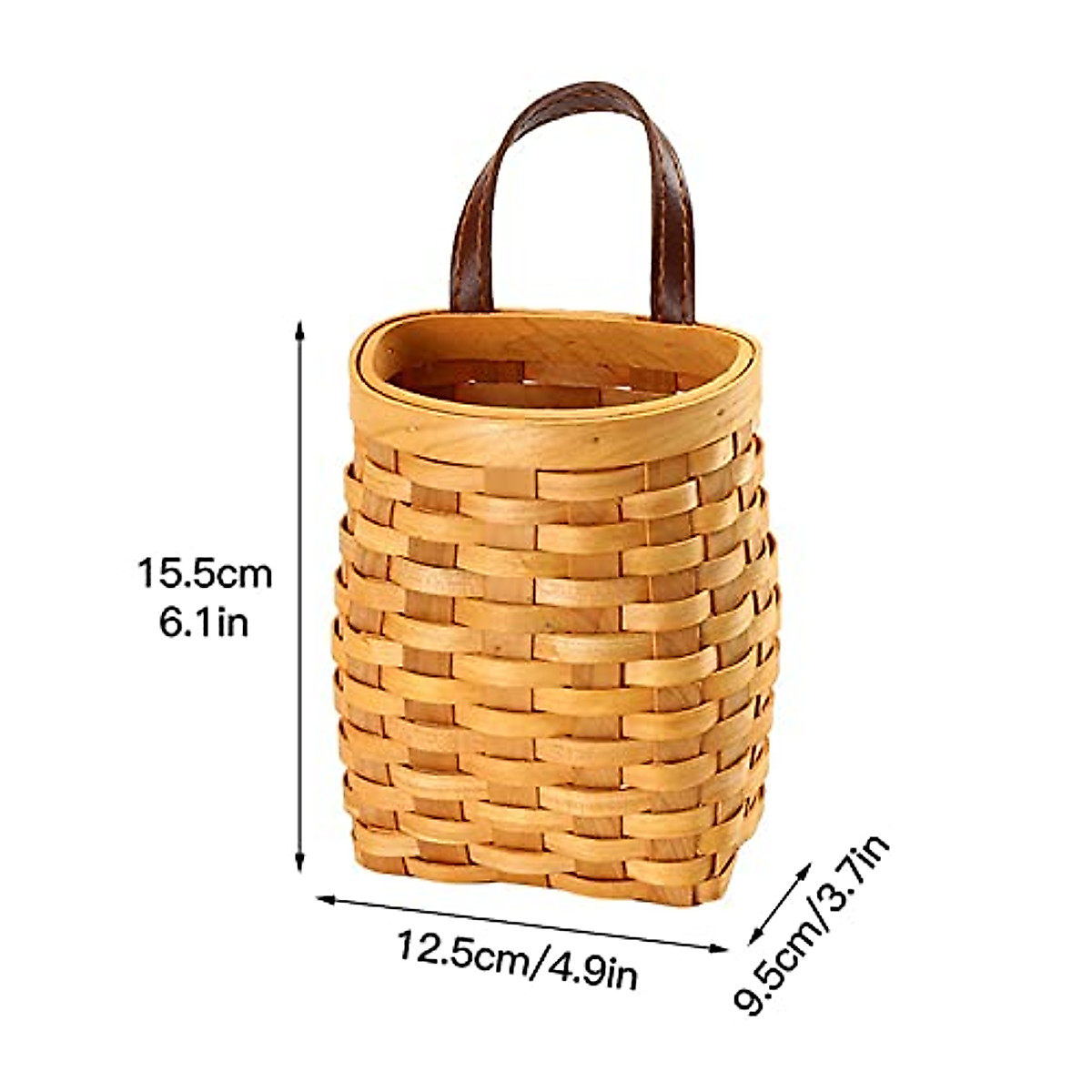 Takefuns Wall Hanging Storage Basket, Natural Bamboo Woven Flower Basket, Wall-mounted Multifunctional Storage Container for Home Decoration (15.5cm)