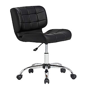 Calico Designs Modern Black Crest Armless Office Chair Swivel Task Chair Desk Chair Computer Chair, Black,