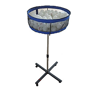 CHAOFAN Professional Movable Multi-Ball Storage Stand with Mesh Case, Height Adjustable Pingpong Ball Collector Equipment for Training,Stable Carry Mesh Basin for Golf Ball,Tennis Ball,Badminton etc