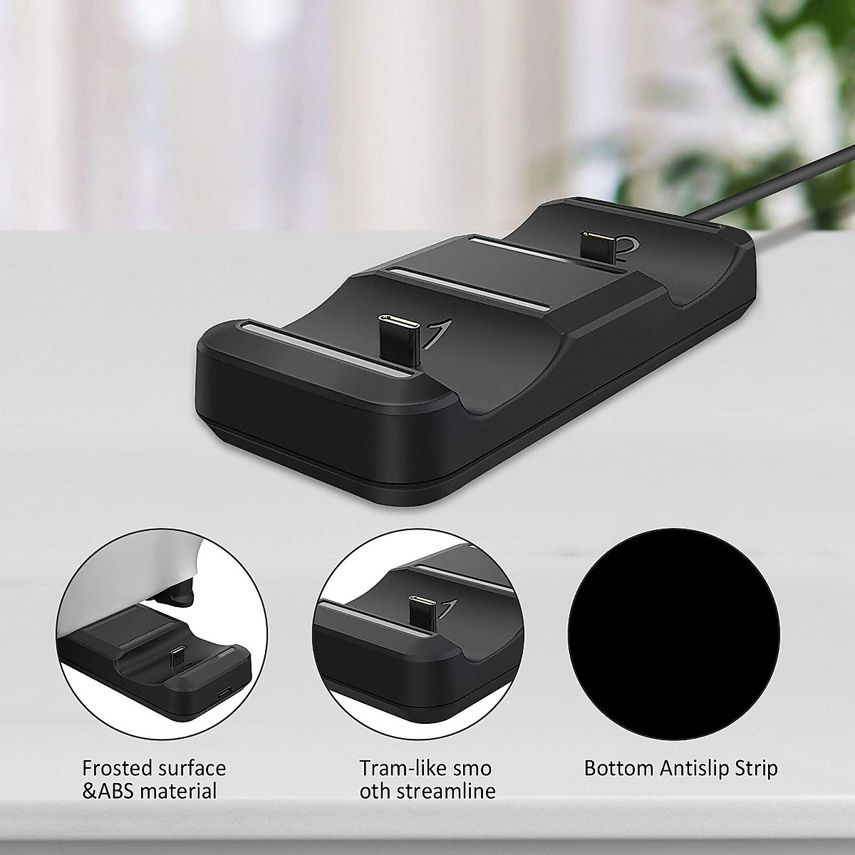 Charging Dock for PS5 Controller, DualSense Charger for Playstation 5, Dual Controller Charger Stand with Type-C Charging Cable