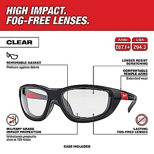 Milwaukee Clear Performance Safety Glasses W/Gasket