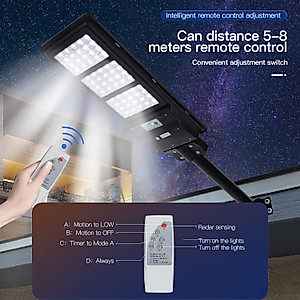 Vikrami 600W Solar Street Lights Outdoor Waterproof 60000LM, Dusk to Dawn, with Motion Sensor and Remote Control, Suitable for courtyards, Gardens, Streets, Garage, etc. Wall or Pole Mount