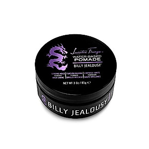 Billy Jealousy Lunatic Fringe Water-Based Pomade for Men, Strong Hold, High Shine, Water Soluble and Vegan Hair Product Ideal for Medium to Long Thick Mane, 3 oz