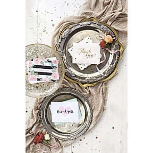 American Greetings Wedding Thank You Cards with Envelopes, Gold and Cream (50-Count)