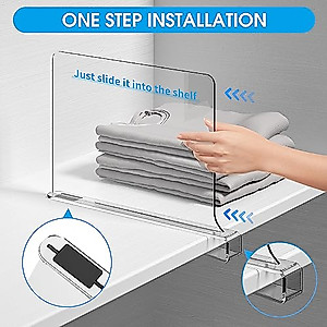 8Pack Acrylic Shelf Dividers, Vertical Organizers for Closets Storage Organizations, Clear Plastic Purse Separators for Handbags, Wood Shelves Divider for Linen Closets Kitchen Cabinet Pantry Cupboard