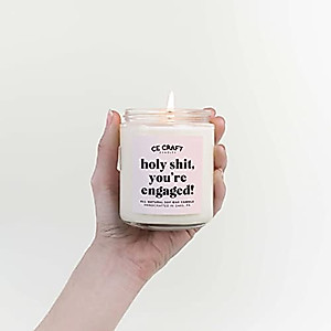 CE Craft - Holy Shit, You're Engaged Scented Candle - Gift for Engagement, Bride | Gift for Newly Engaged Couple | Engagement Gift for Best Friend | Funny Engagement Gift (Champagne Toast)