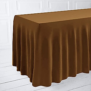 ManMengJi Table Cover and Table Skirt One-Piece for Folding Tables, 6FT Spandex Fitted Tablecloth with Ruffles Skirt for Weddings, Banquets, Parties, Vendors (Brown 1Pack)