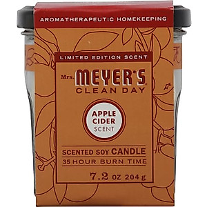 MRS. MEYER'S CLEAN DAY, Scented Soy Aromatherapy Candle, 35 Hour Burn Time, Made With Soy Wax And Essential Oils, Apple Cider, 7.2 Ounce