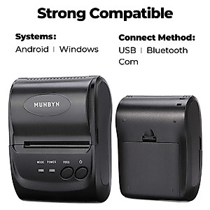 MUNBYN Android Wireless Bluetooth Thermal Printer with Carry Case, Portable Mini 2 Inches 58mm Bill Receipt Printer Impresora térmica, Thermal POS Printer Support ESC/POS/Star Command