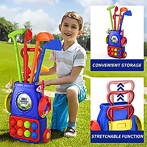 Bennol Toddler Golf Set Toys for Kids, Upgraded Kids Golf Cart Toys Sets with 4 Golf Sticks, 8 Balls and 1 Mat, Indoor & Outdoor Golf Toys for 3 4 5 6 Year Old Boys Girls Toddlers