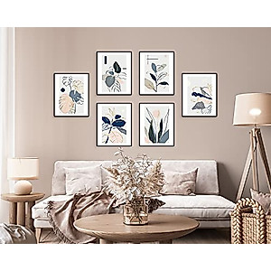 Botanical Wall Art Prints - Botanical Wall Decor Prints, Rainforest Boho Wall Art, Kitchen Plant Pictures, Bedroom Decor Modern Art Leaf Wall Art, Boho Gold Line Botanical Art Prints (8x10 in Unframed)