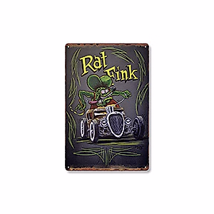 Bayyon Metal cans sign Rat Fink Decoration Bar Bistro Home Old Vintage Posters Retro 8 x 12 Inches