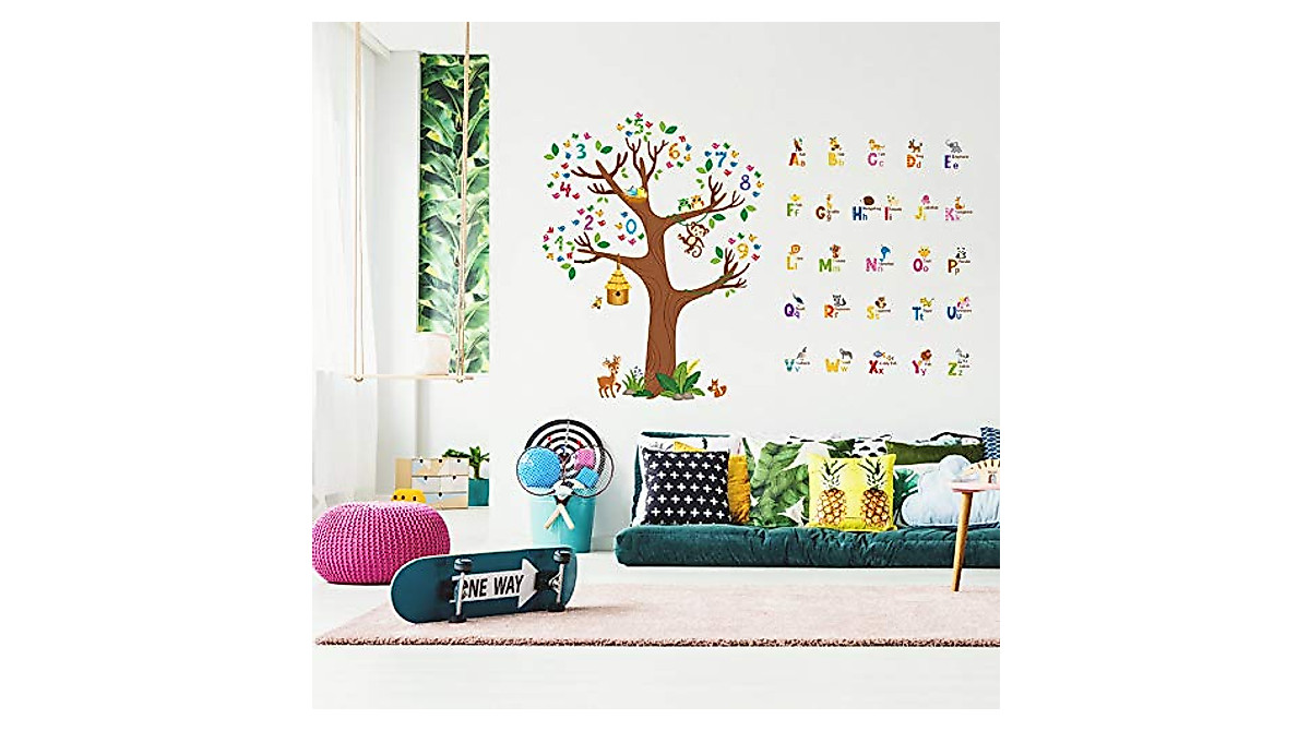 Animal Alphabet & Numbers Wall Decals for Kids