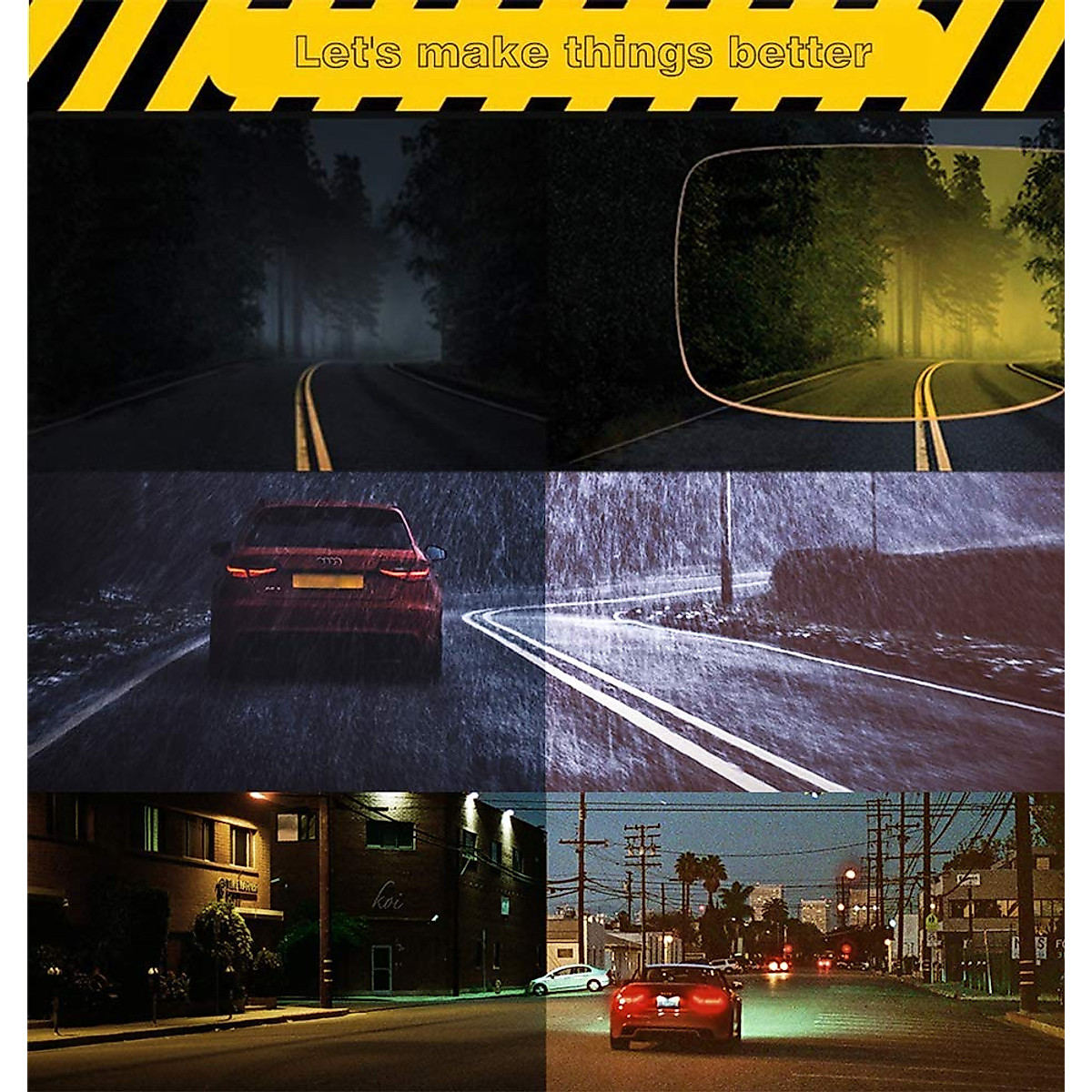 DBWEAR Night Vision Glasses Polarized Fit Over Prescription Flip Up Lens Driving Night Glasses for Men Women, Yellow, Large