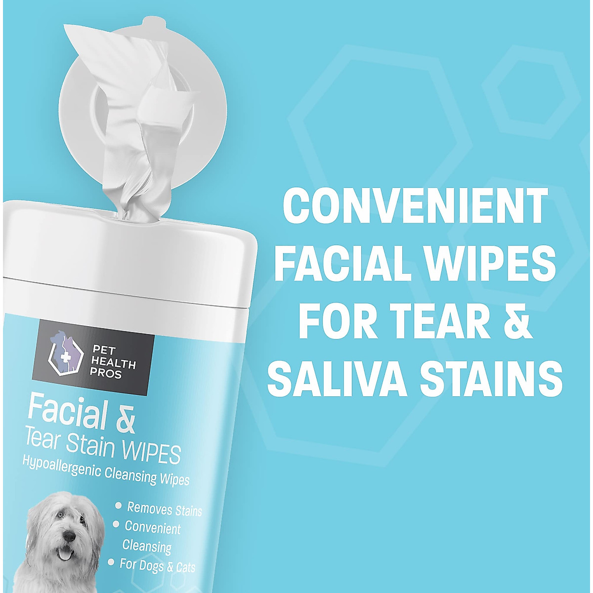 Pet Health Pros Dog Eye Wipes Tear Stain Remover for Dogs & Cats - Cat and Dog Tear Stain Remover Wipes - Cat Eye Wipes to Clean Tear Stains, Crust and Dirt - Fragrance Free Eye Wipes for Dogs - 60 ct