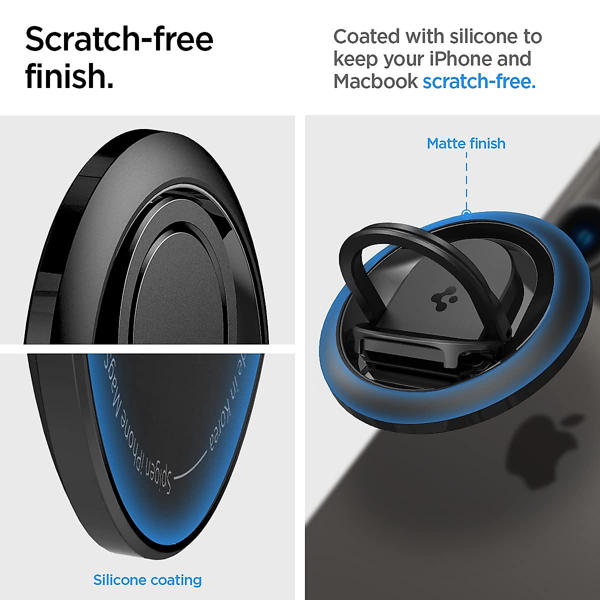 Spigen O-Mag Ring (MagFit) Camera Webcam Mount for MacBook, Magnetic Phone Holder Grip Designed for MagSafe (MacBook Pro, Air, iPhone 14 Pro Max, 14 Pro, 14 Plus, 14, 13 and 12 Series) - Black