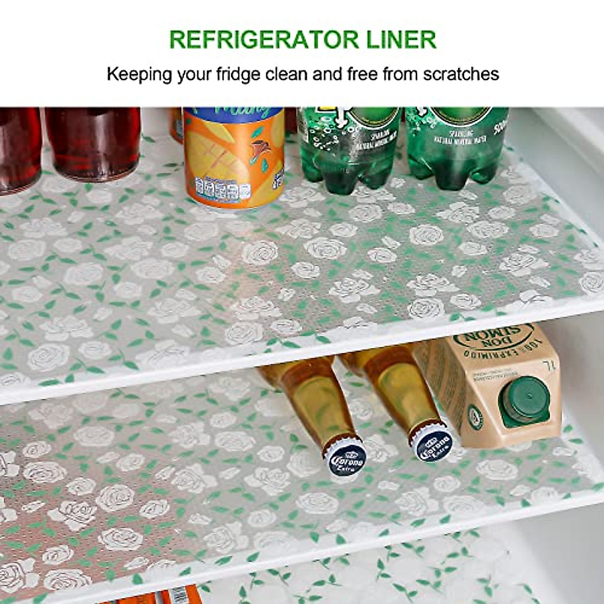 INNOLITES Drawer and Shelf Liner, Non Adhesive Waterproof Kitchen Cabinet Liner, Non Slip EVA Shelf Liner for Kitchen Cabinet, Drawers, Shelves, Pantry, Dresser, 17.5" × 196.8" White