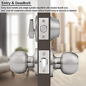 Knobonly 10 Pack All Keyed Same, Front Door Handleset with Single Cylinder Deadbolt in Satin Nickel Finish, Keyed Alike for Every Set