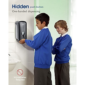 Manual Foaming Soap Dispenser, 35 oz (1000ml) Refillable Wall-Mount Foam Hand Soap Dispenser-Dark Grey, CD.PANG