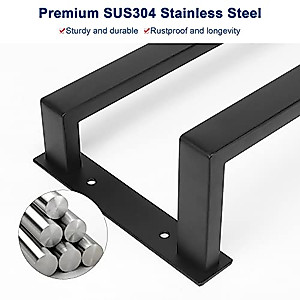 NearMoon Bathroom Towel Bar, Towel Rod Holder, Square Shelf Rack Hanging Towel for Bath, Thicken SUS304 Stainless Steel Towel Rack Wall Mounted-2-Tier Bathroom Accessories (24 Inch, Matte Black)