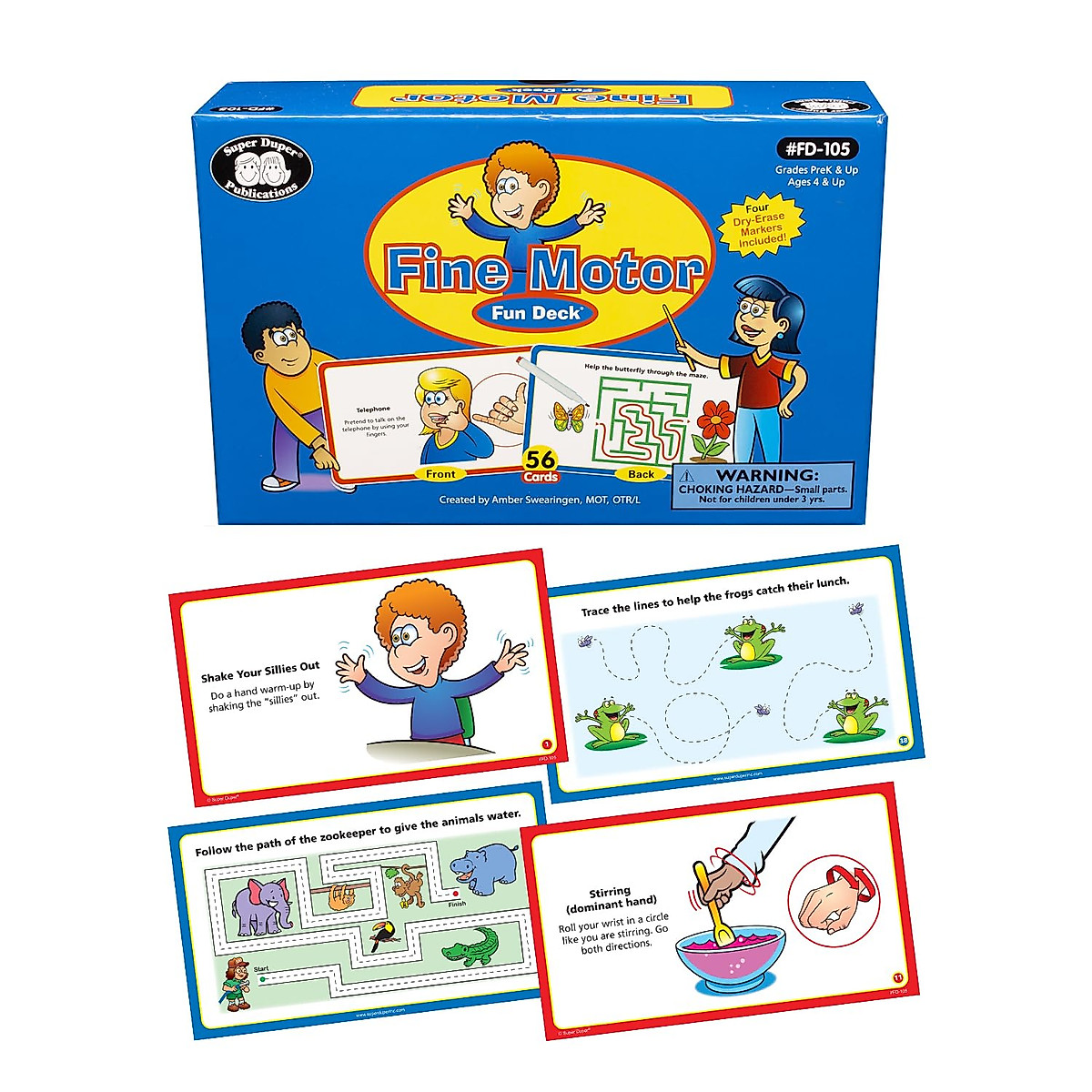 Super Duper Publications | Fine Motor Fun Deck | Hand Exercises and Prewriting Skills Flash Cards | Educational Learning Materials for Children
