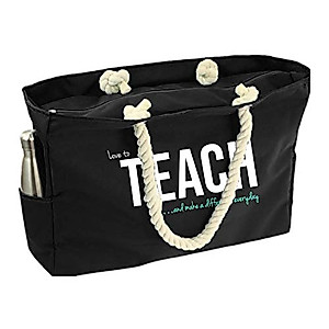 Keho XXL Ultimate Teacher Waterproof Multi Pocket Tote Shoulder Bag (Huge) - Perfect Usable Gift for Teacher Appreciation, Comfy Rope Handles & Perfect Work Bag