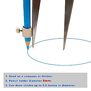 ZLKSKER 4/10 inch Woodworking Compass with Pencil Holder, Precision Spring Divider/Scriber, All Metal Compass for Leather Work Metalworking (4 inch)