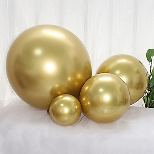 100pcs Metallic Gold Balloons Different Sizes 18 inch +12 inch +10 inch +5 inch Chrome Gold Balloon Gold Latex Balloons for Halloween Christmas Thanksgiving Birthday Party Graduation Baby Shower