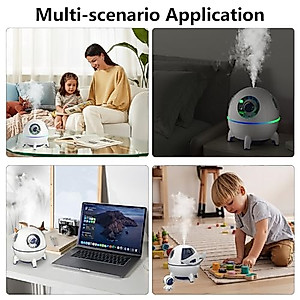 Humidifier for Bedroom Kids, Mini Water Diffuser with Colorful Night Lights Cool Air Mist Quiet Humidifiers with Cute Space Capsule Detachable Astronaut Rechargeable for Office Desktop 220ML(White)