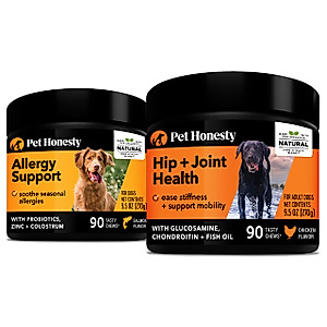 PetHonesty Allergy Support + Hip & Joint Health Soft Chew Bundle - Skin & Seasonal Pollen Allergies - Itch Relief for Dogs - Joint Support, Chondroitin, MSM, Turmeric, Pet Joint Pain Relief Vitamin