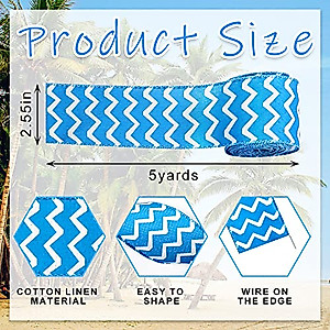 2pcs Summer Fabric Ribbons Summer Sea Ocean Wave Strips Ribbons Marine Animals Starfish Ribbon for Summer Party Gift Wrapping Outdoor Hanging Party Decoration Supplies (2.5 Inch * 5 Yards * 2 Rolls)