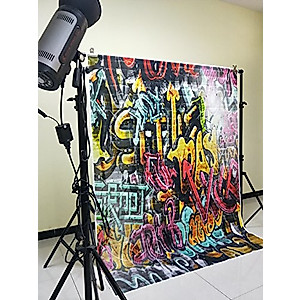 5x6.5ft Graffiti Backdrop 90s Hip Hop Letters Photo Colorful Brick Wall Mural Art Decoration Letterings Photography Background Studio Props KP-129